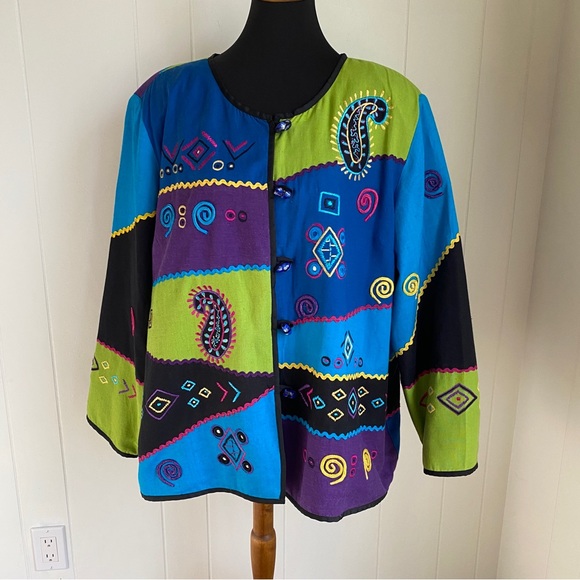 indigo moon | Jackets & Coats | Indigo Moon Very Artsy Embroidered And ...